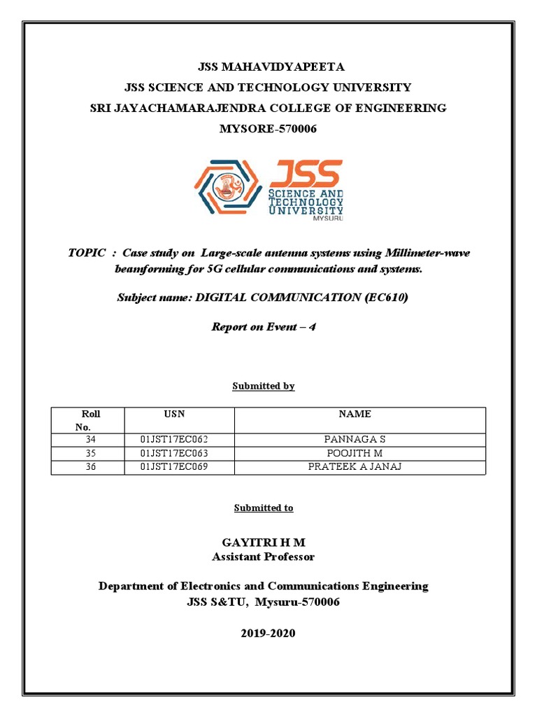 Jss Mahavidyapeeta Jss Science and Technology University Sri ...