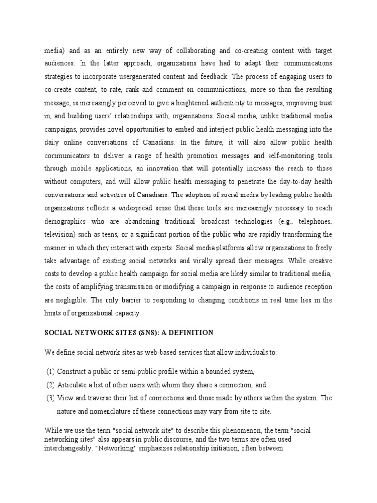 Social Network Sites (SNS) : A Definition | PDF | Social Networking ...