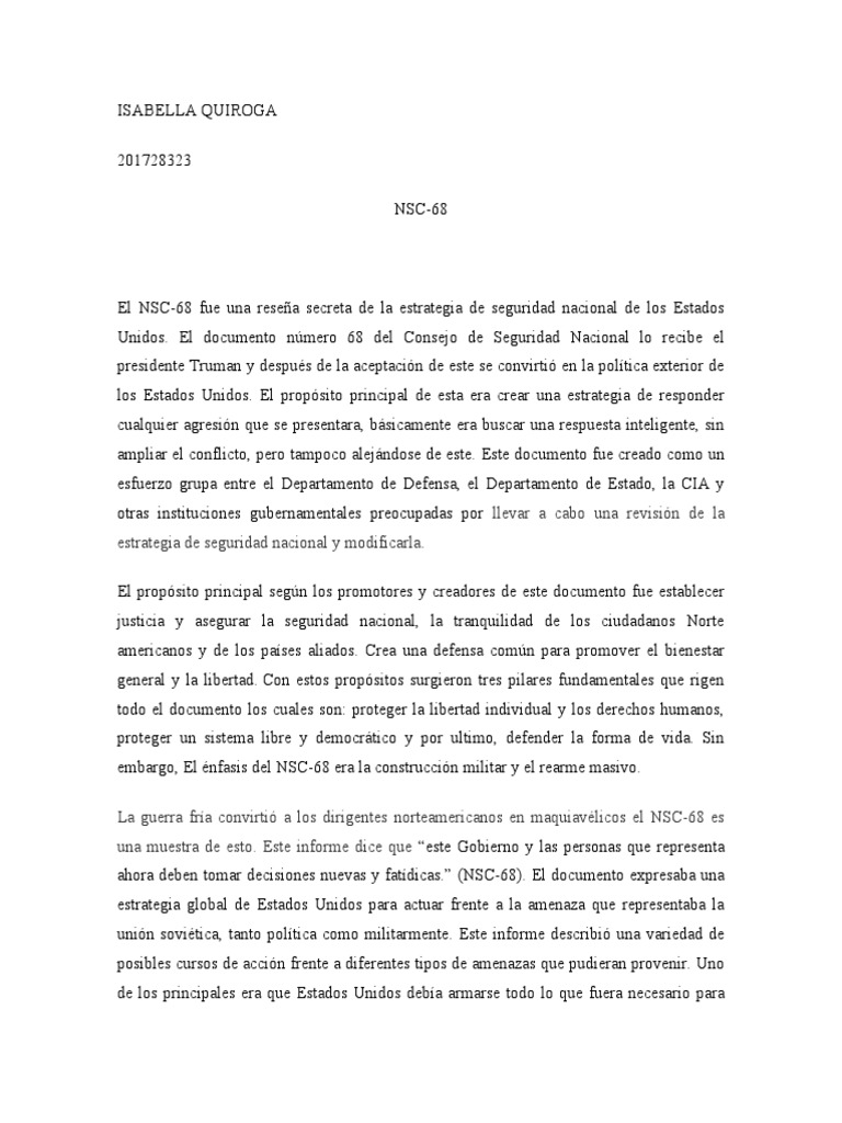 NSC - 68 | PDF | Consejo de seguridad nacional de Estados Unidos | Los ...