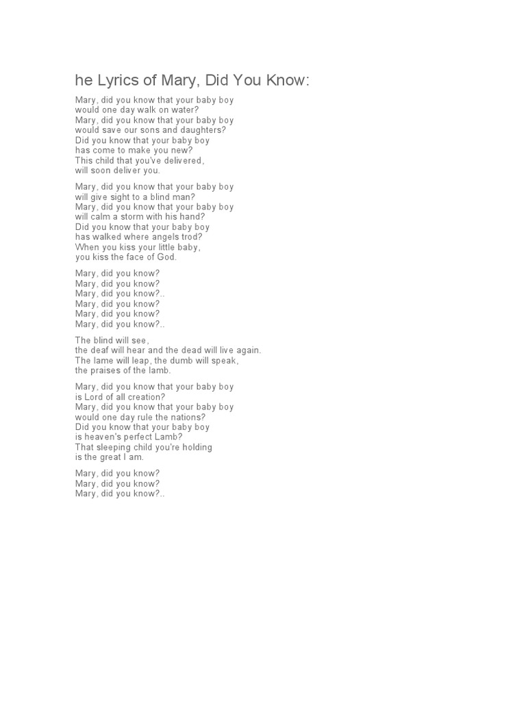Mary, Did You Know? Lyrics Analysis | PDF