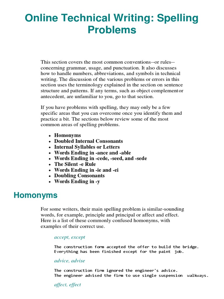 Spelling Problems | PDF | Word | Syllable