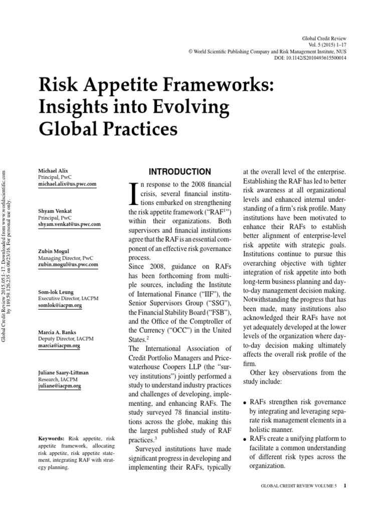 Risk Appetite Frameworks | PDF | Risk | Governance
