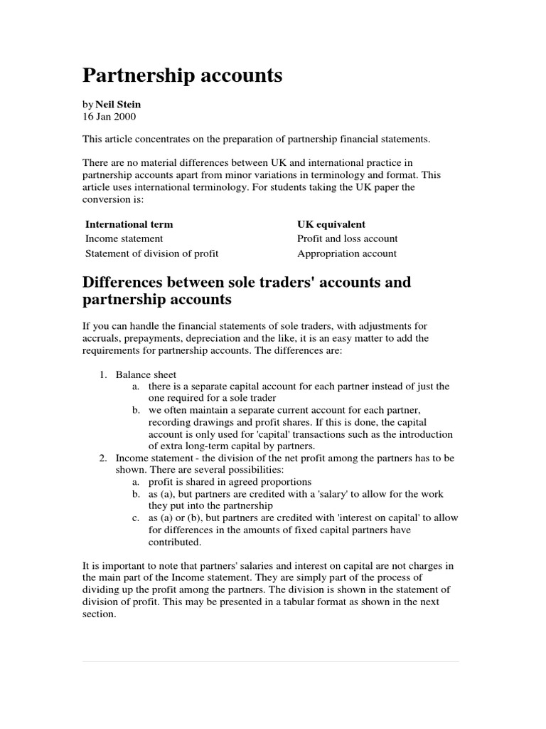 Partnership Accounts: Differences Between Sole Traders' Accounts and ...