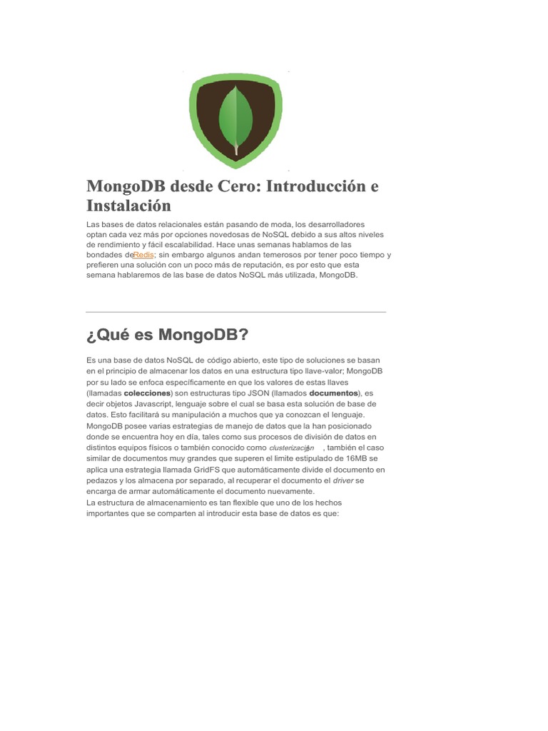 MongoDB Desde Cero PDF | PDF | Mongo Db | SQL
