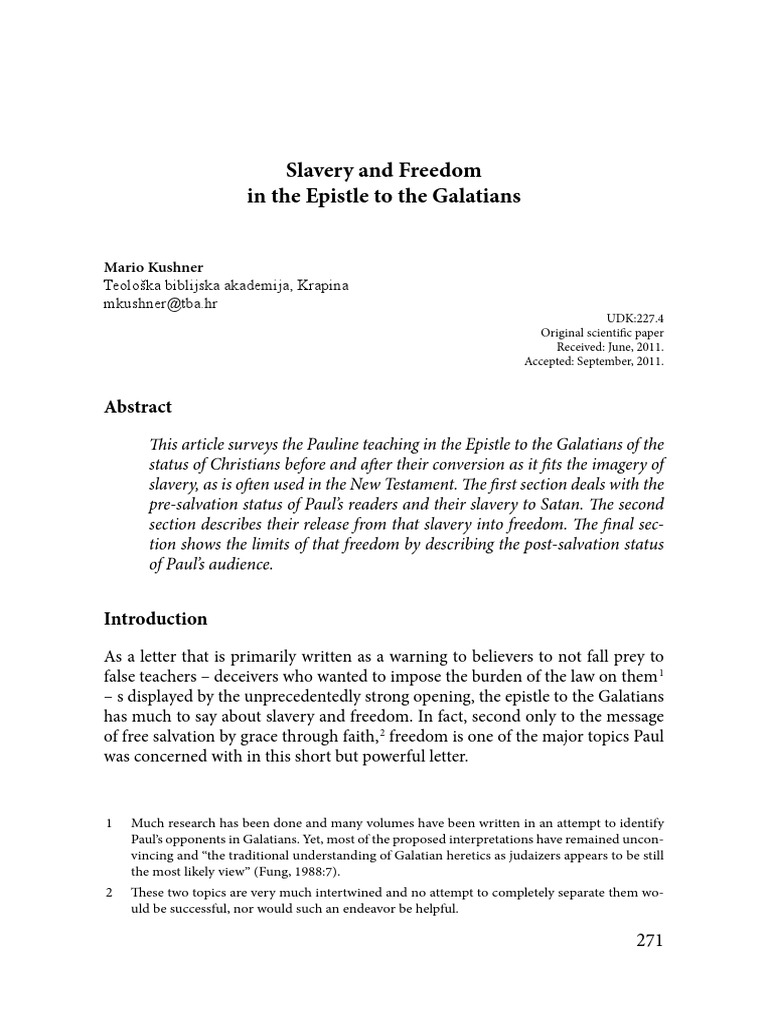 Slavery and Freedom in Galatians | PDF | Epistle To The Galatians ...