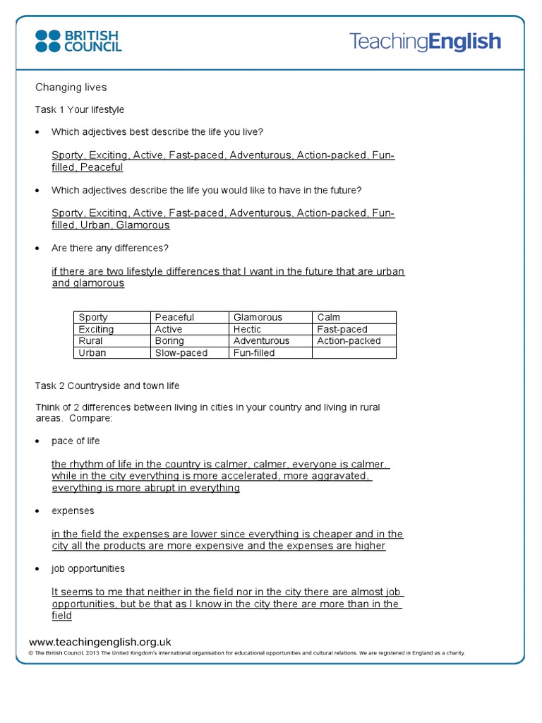 Changing Lives Student Worksheet | PDF