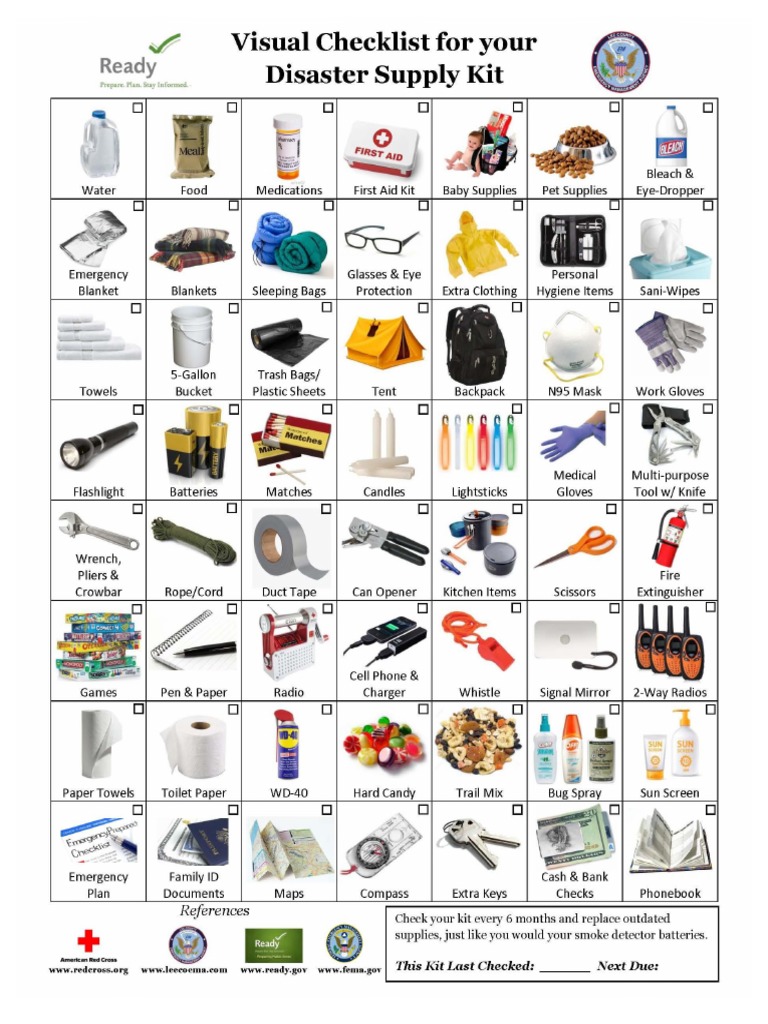 Visual Checklist For Your Disaster Supply Kit | PDF