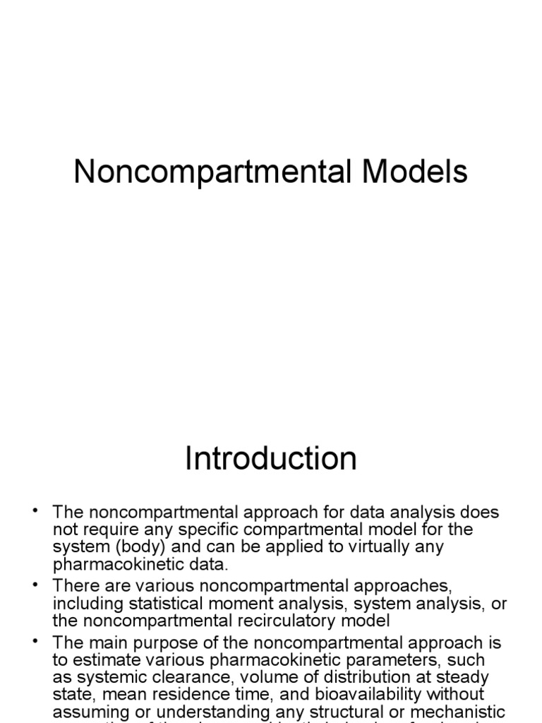 08 Noncompartmental Models | PDF | Pharmacokinetics | Bioavailability