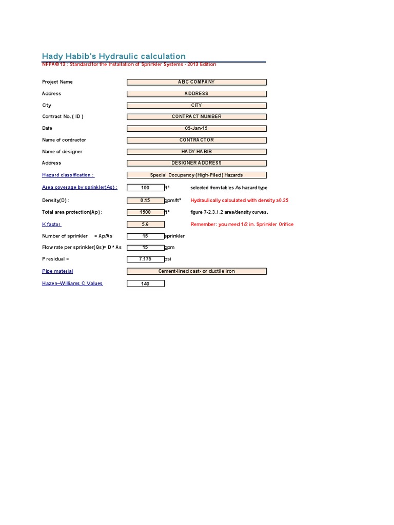 Fire Sprinklers Hydraulic Calculations | PDF | Fire Sprinkler System ...