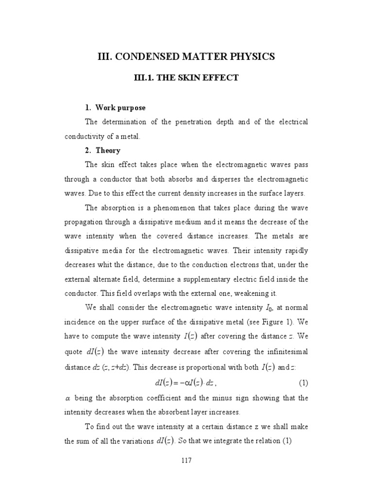 Iii. Condensed Matter Physics: Iii.1. The Skin Effect | PDF | Waves ...