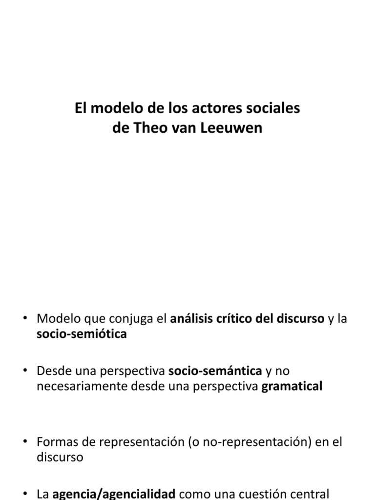 Van Leeuwen El Modelo de Los Actores Sociales | PDF | Exclusión social ...