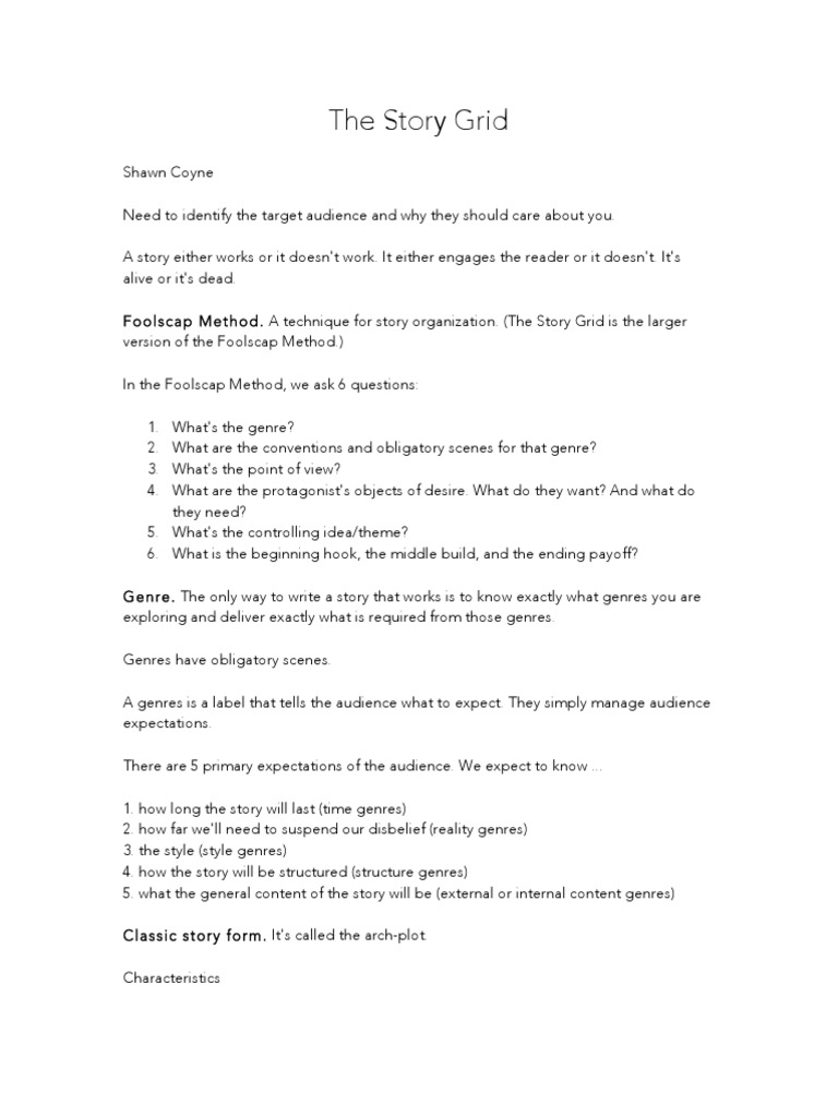 Book Notes - The Story Grid PDF PDF | PDF | Plot (Narrative) | Quest