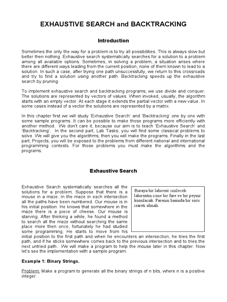 Exhaustive Search and Backtracking: Example 1: Binary Strings | PDF ...