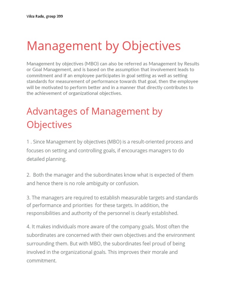 Management by Objectives | PDF | Goal | Leadership