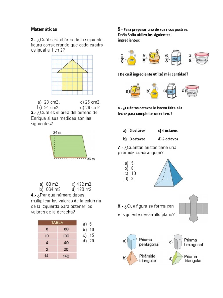 Ejercicios de Matemáticas y Recetas | PDF | Tierra | Agua
