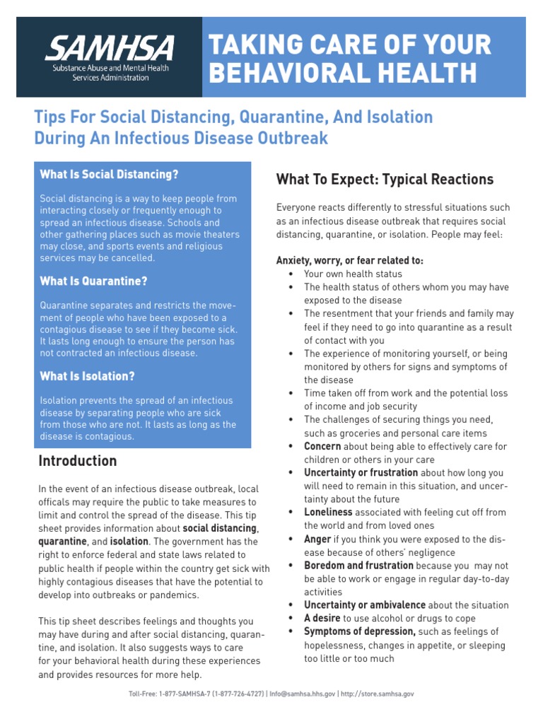 SAMSHA Tips & What To Expect | Download Free PDF | Quarantine ...