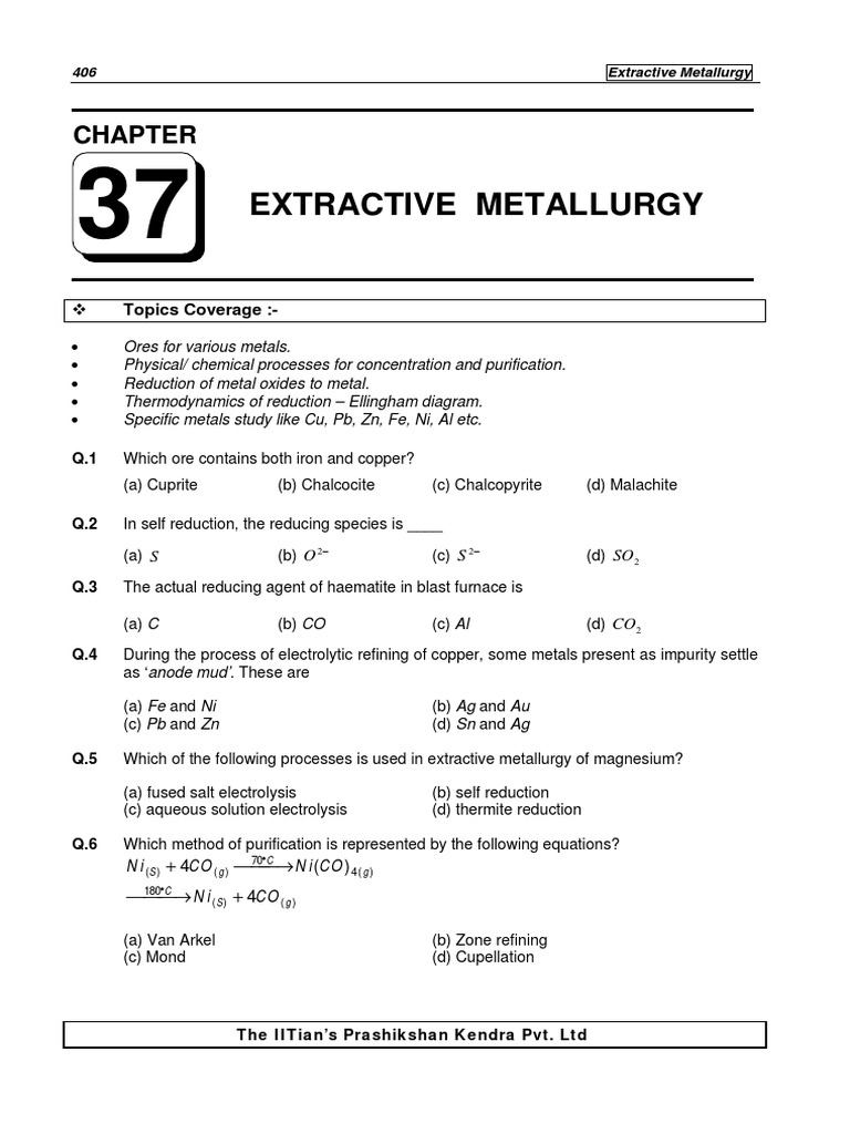 Extractive Metallurgy PDF | PDF | Iron | Silver