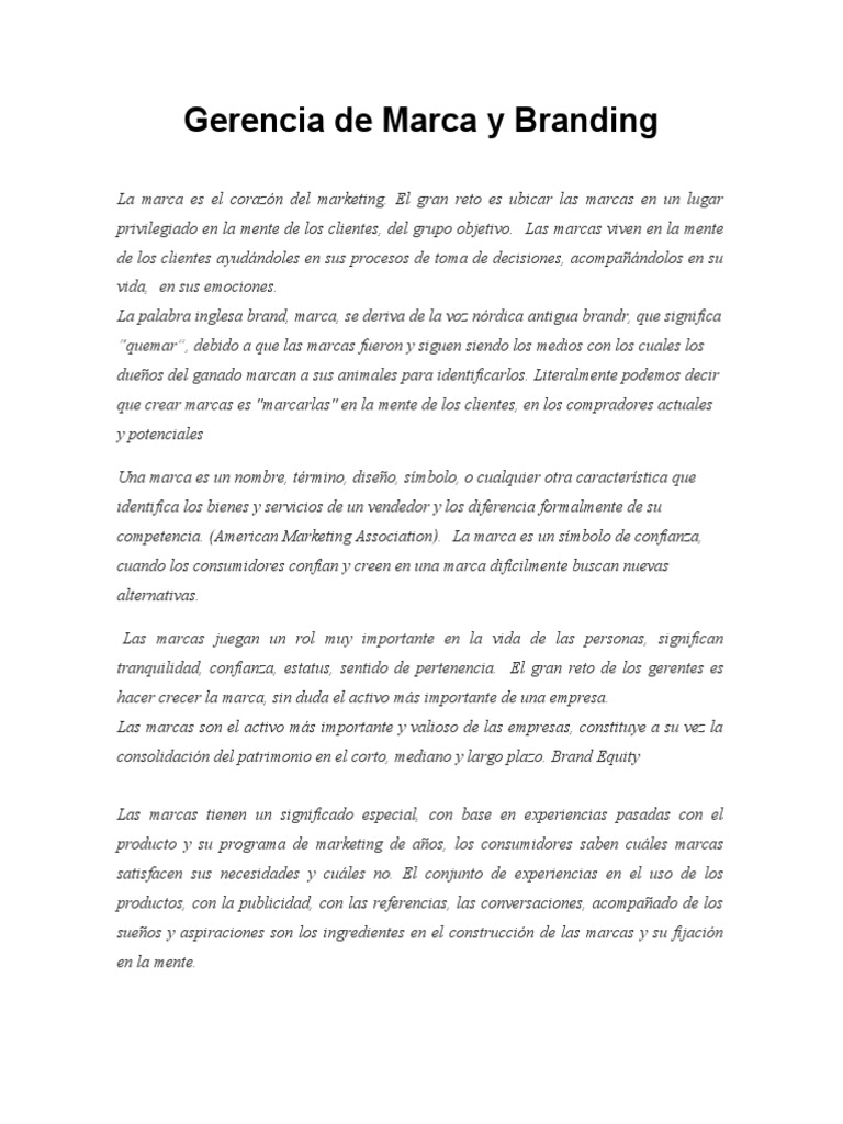 Gerencia de Marca y Branding | PDF | Marca | Marca comercial