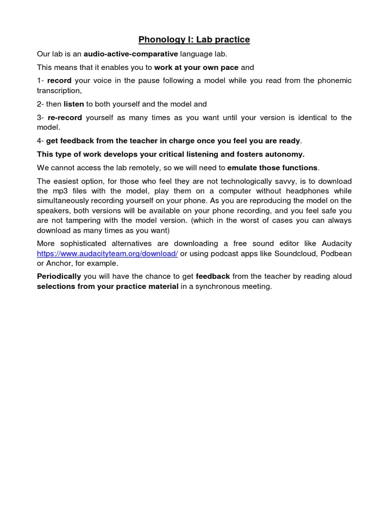 Phonology I: Lab Practice: This Type of Work Develops Your Critical ...