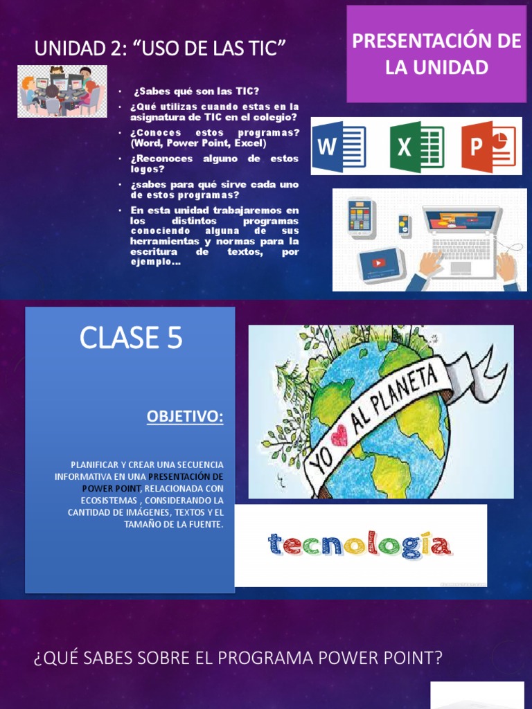Clase 5 Tecnologia Unidad 2 Uso de Las Tic | PDF | Microsoft PowerPoint | Informática y ...