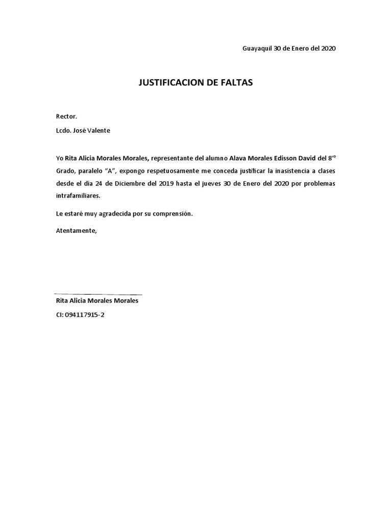 Justificacion de Faltas 1 | PDF