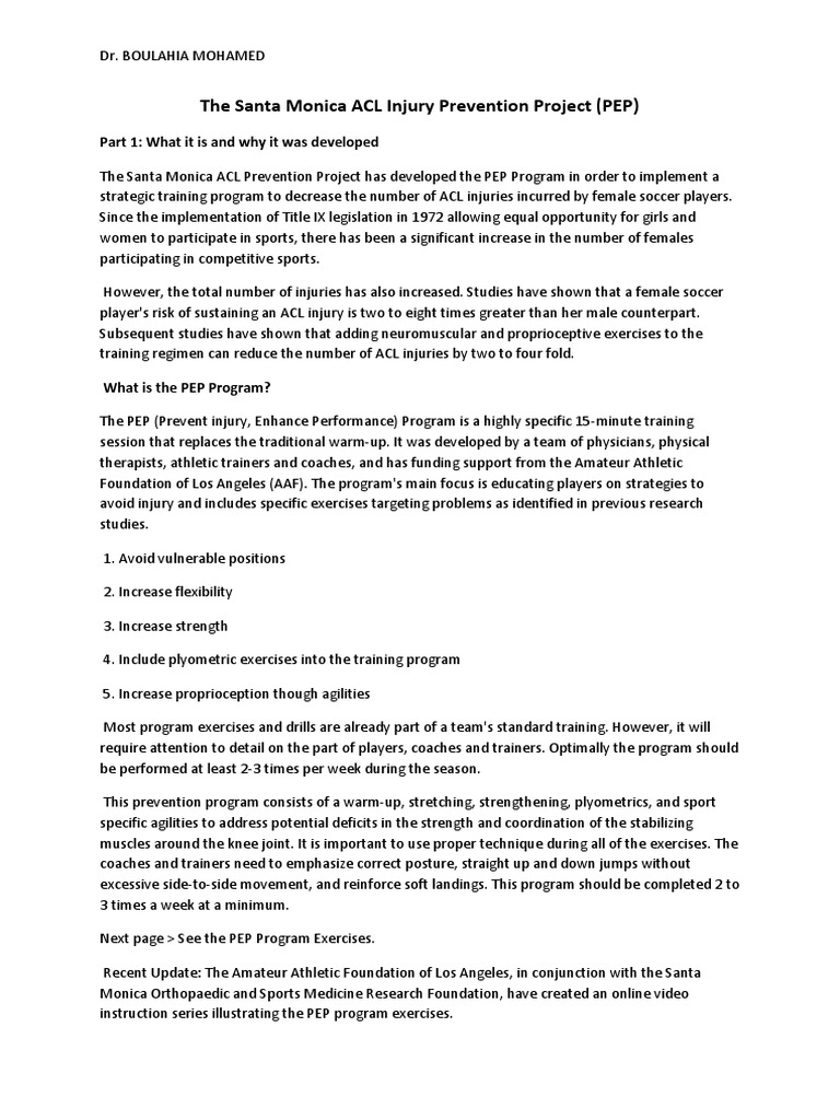 Pep Program | PDF | Limbs (Anatomy) | Human Body