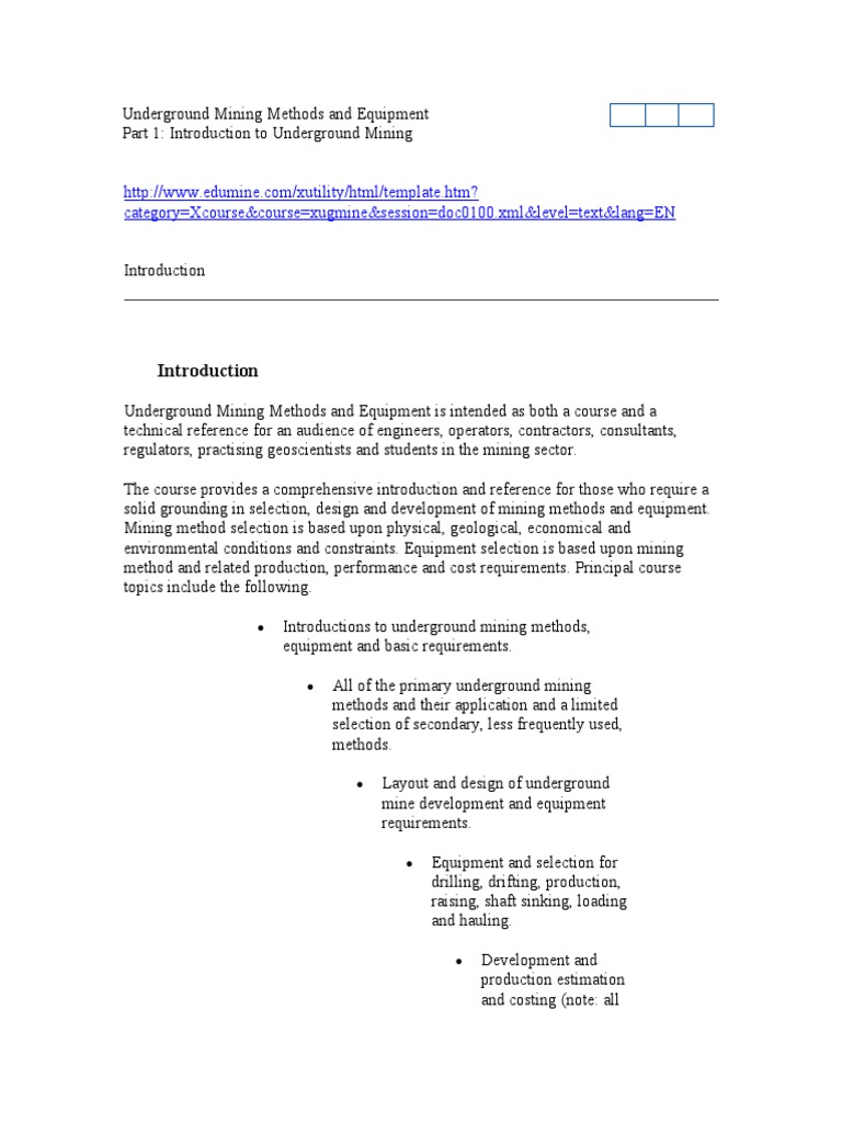 1.underground Mining Methods and Equipment | PDF | Drilling Rig | Drill