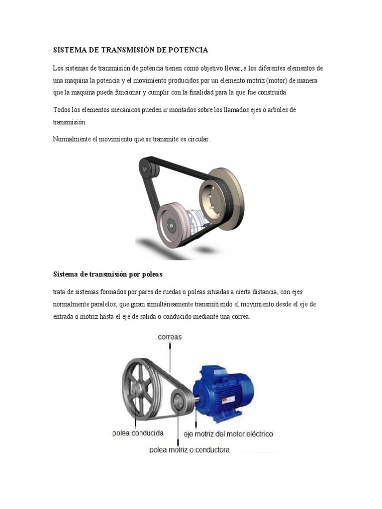 Sistema de Transmisión de Potencia | PDF | Transmisión (Mecánica) | Eje