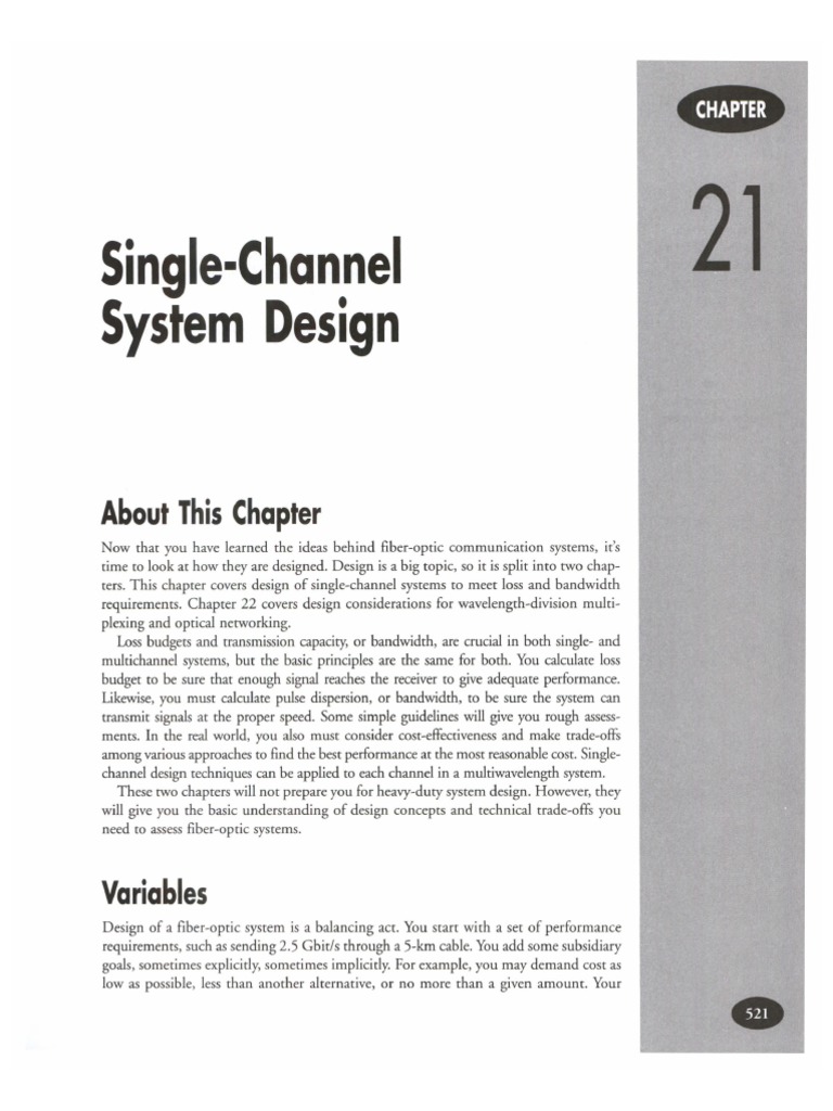 Understanding Fiber Optics SINGLE SYSTEM DESIGN PDF | PDF | Fiber Optic ...
