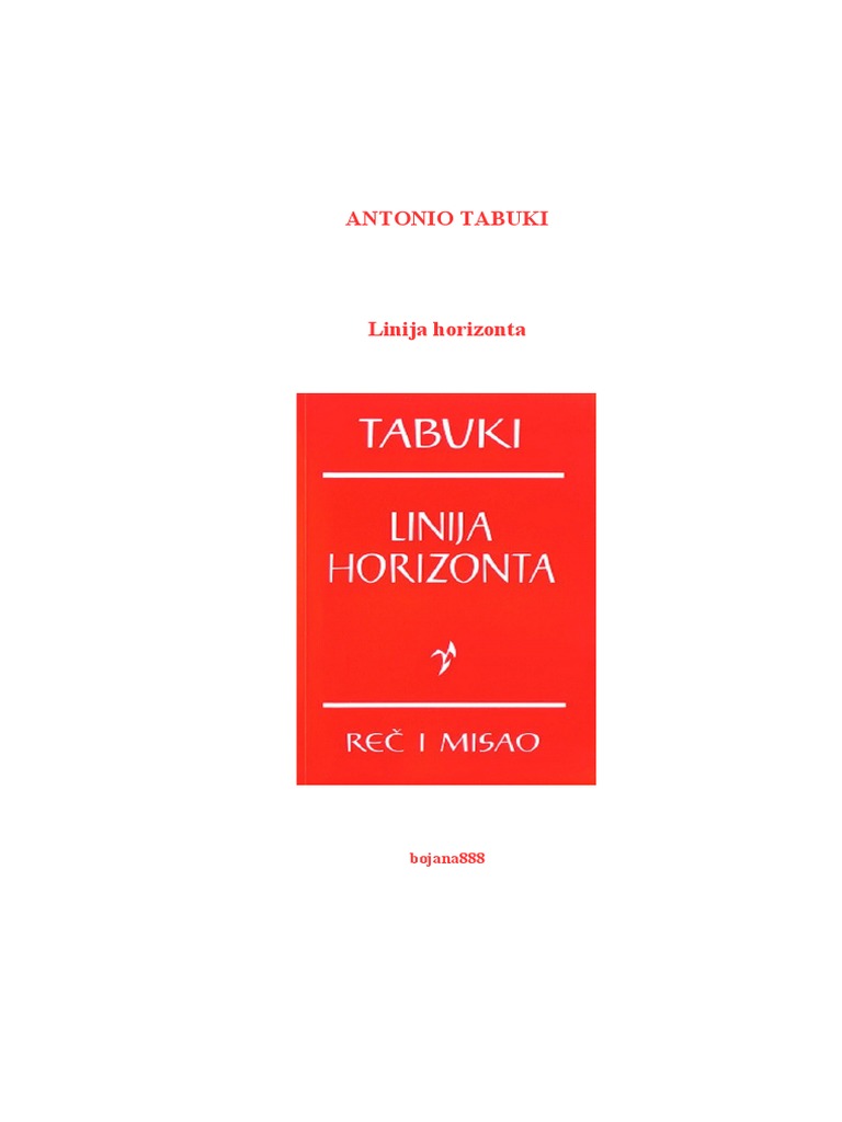 Antonio Tabuki - Linija Horizonta PDF | PDF