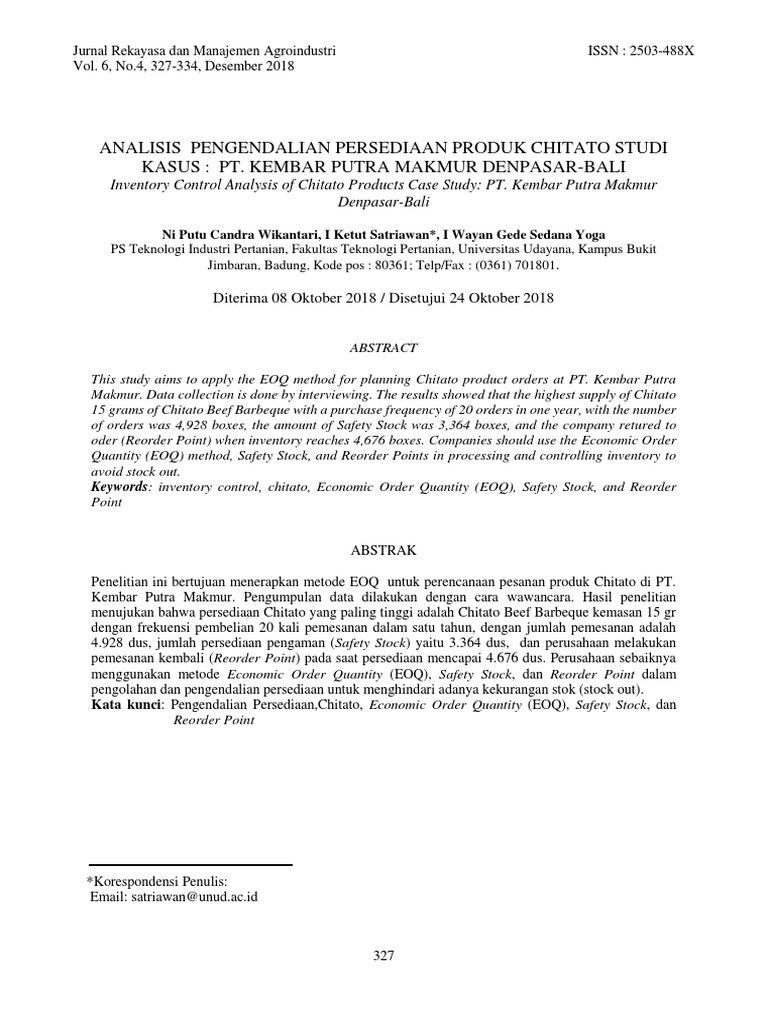 Analisis EOQ Persediaan Chitato Bali | PDF | Pengelolaan Keuangan & Uang | Kesehatan Holistik