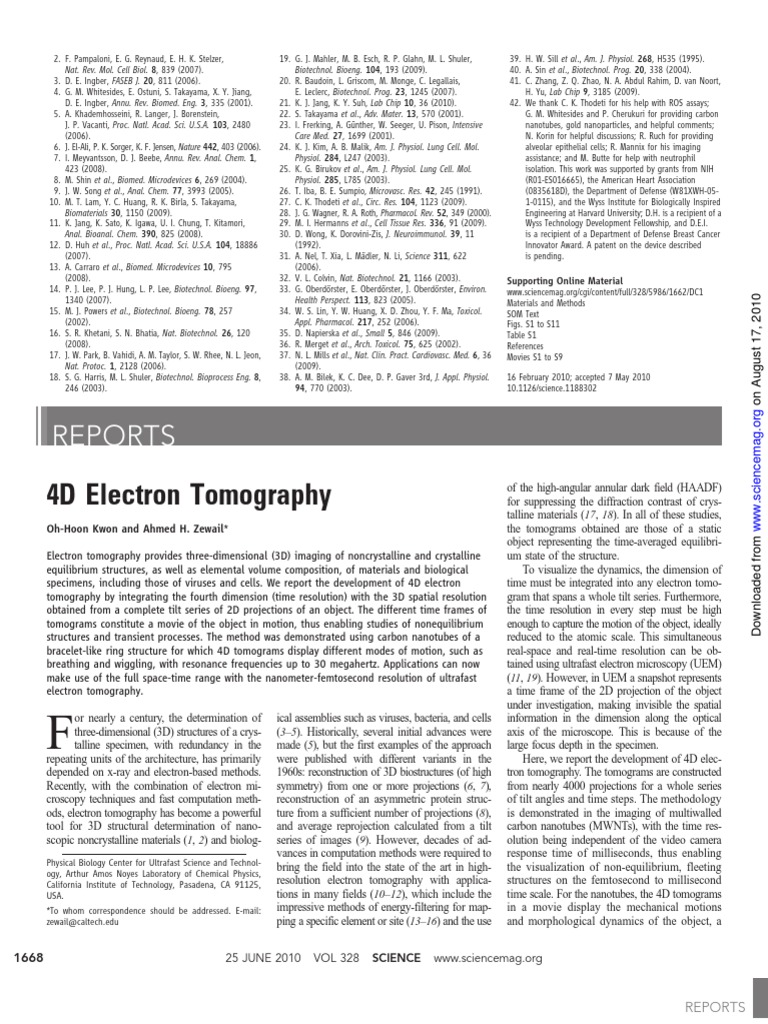 4D Electron Tomography Science | PDF | Brownian Motion | Microscopy