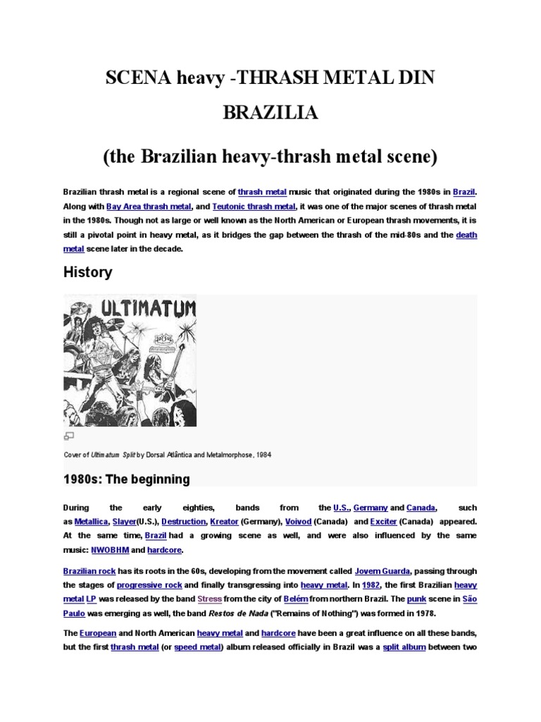 The History of Brazilian Heavy - Thrash Metal | PDF | Entertainment ...