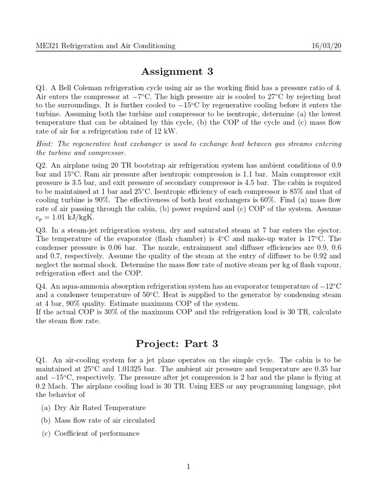 Assignment 3 | PDF | Refrigeration | Heat Exchanger