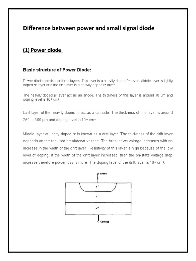 Difference Between Power and Small Signal Diode | PDF | Diode | P–N ...