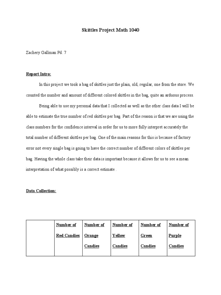 Skittles Project Math 1040 | PDF | Statistical Significance | P Value