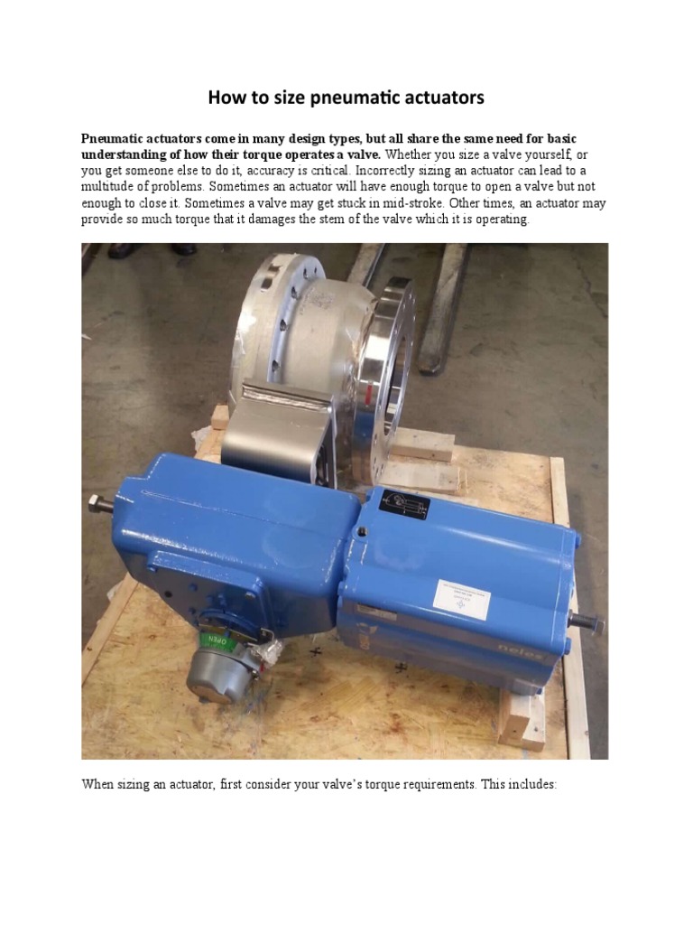 How To Size Pneumatic Actuators | PDF | Valve | Actuator