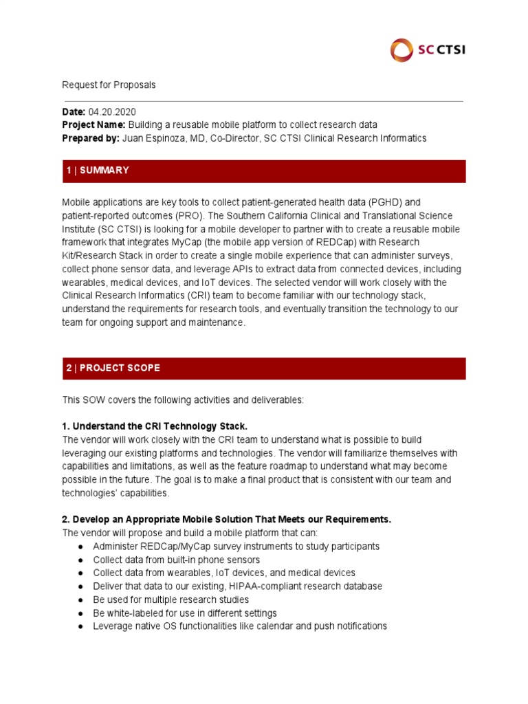 Mobile Platform Request For Proposals | PDF | Mobile App | Health ...