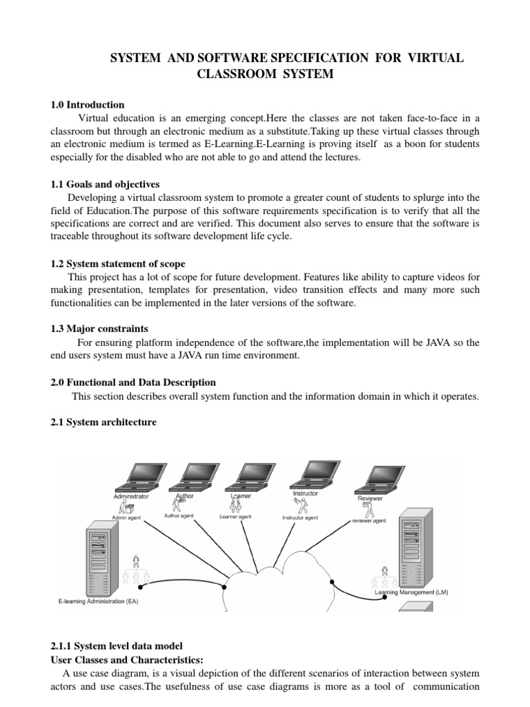 Virtual Classroom System Specifications | PDF | Use Case | Graphical ...
