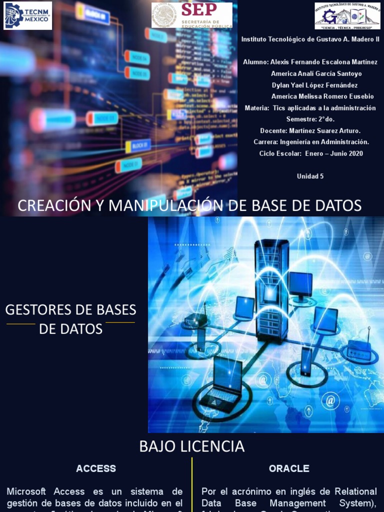 Creación y Manipulación de Bases de Datos Unidad 5 | Descargar gratis PDF | Postgre Sql | Bases ...