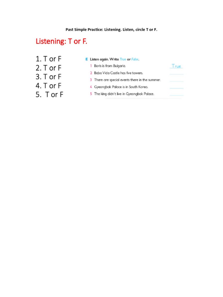 Past Simple Practice Listening | PDF