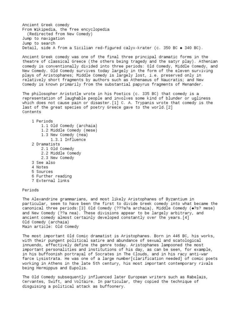 Ancient Greek Comedy | PDF | Ancient Greek Theatre | Classical Athens