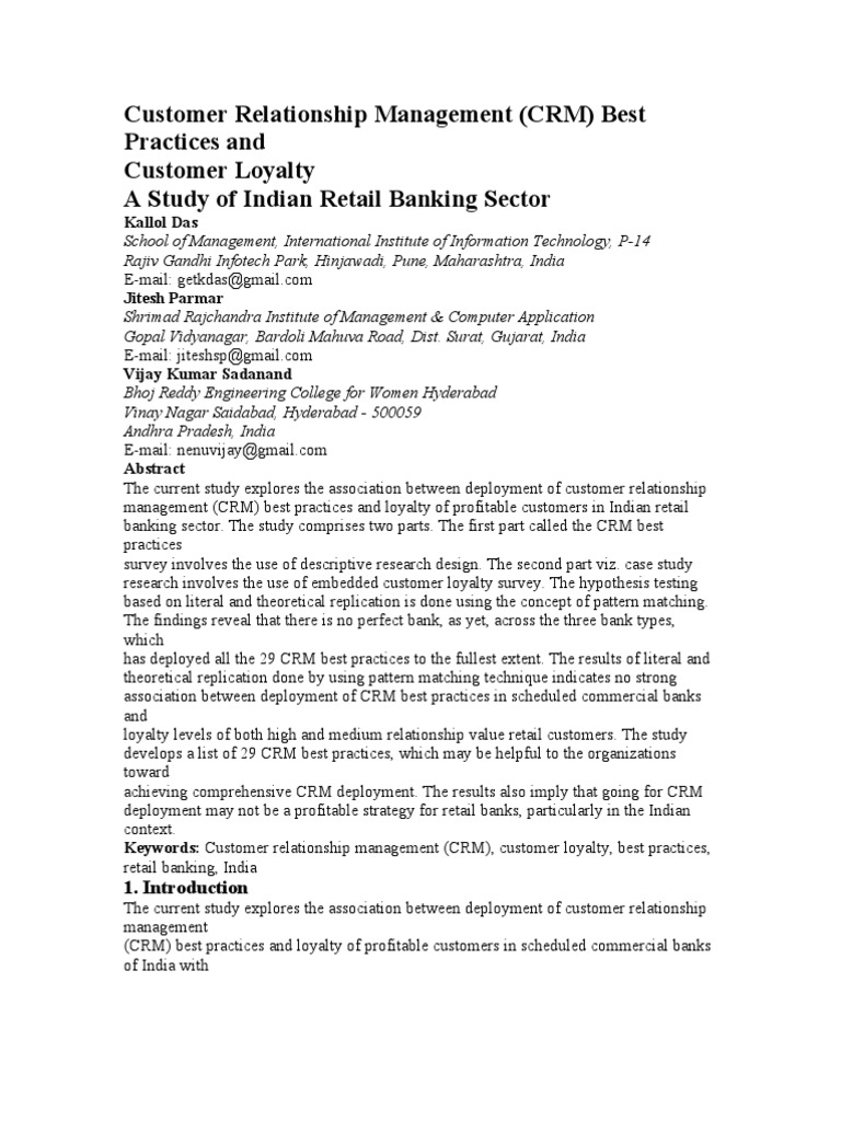 Customer Relationship Management | PDF | Marketing | Reserve Bank Of India