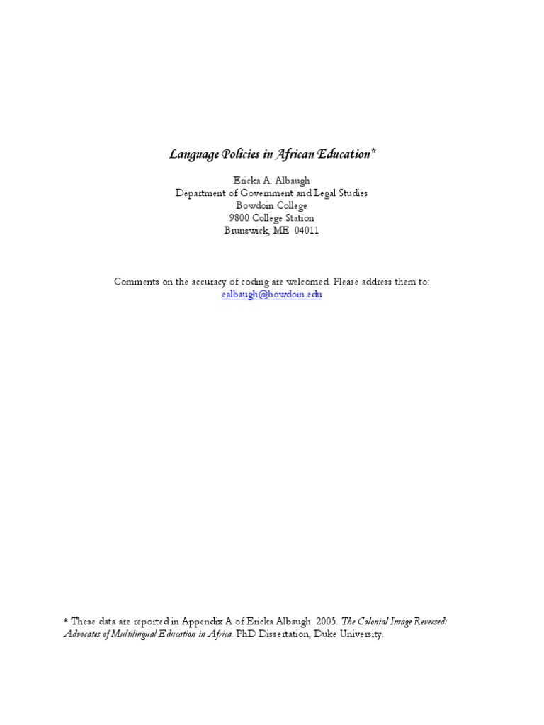 African Language Policies | Download Free PDF | Eritrea | Languages Of ...