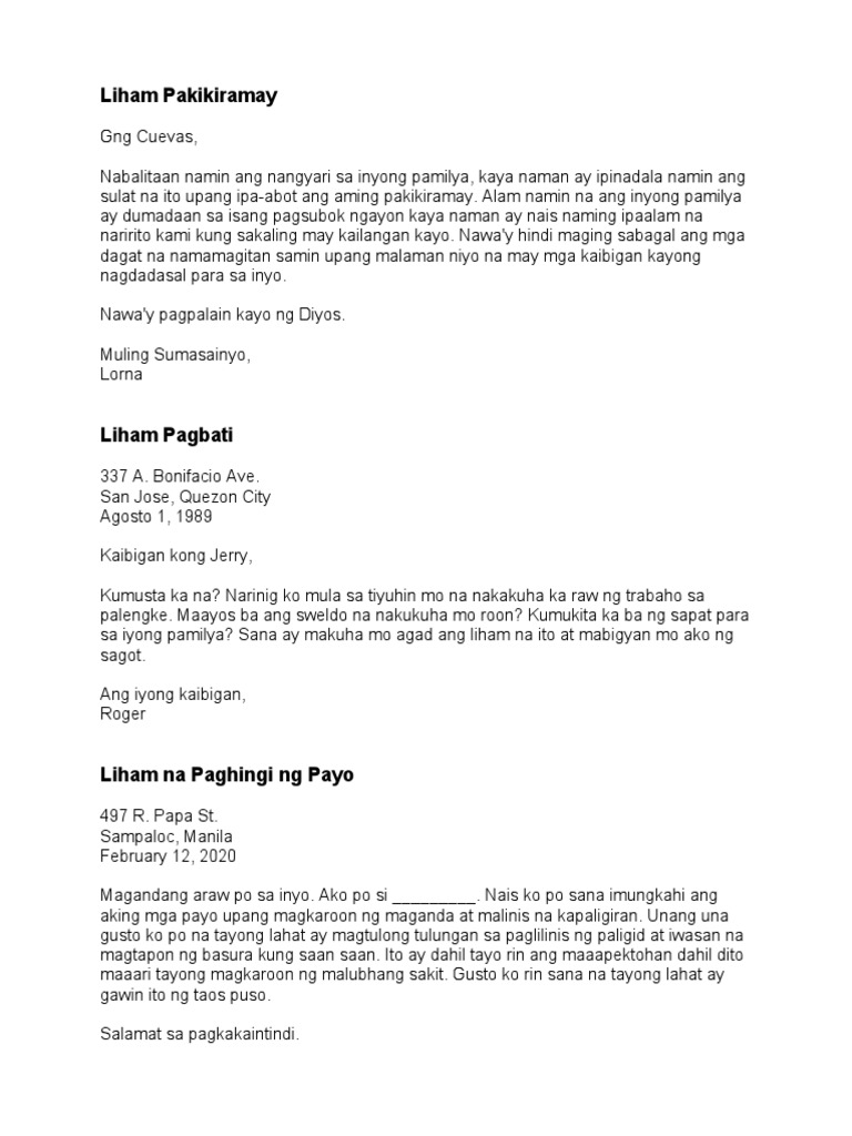 Halimbawa NG Liham | PDF