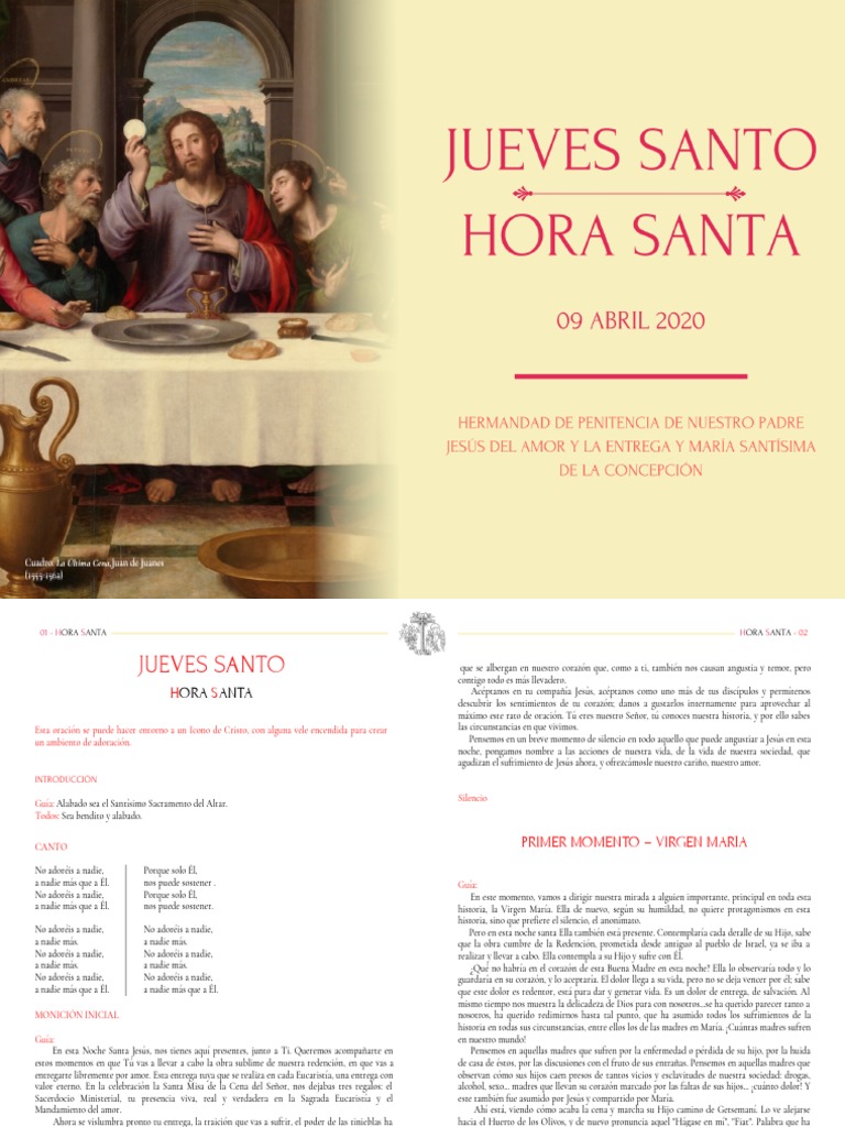 Jueves Santo (Hora Santa) PDF | PDF | María, madre de Jesús | Jesús