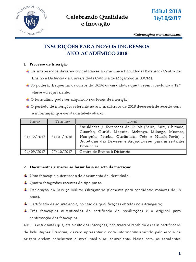 UCM Edital 2018 PDF | PDF | Mestrado | Diploma acadêmico