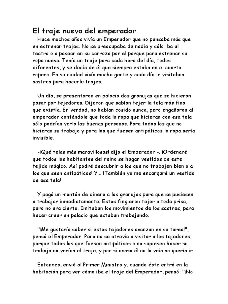 El Traje Nuevo Del Emperador | PDF | Ropa