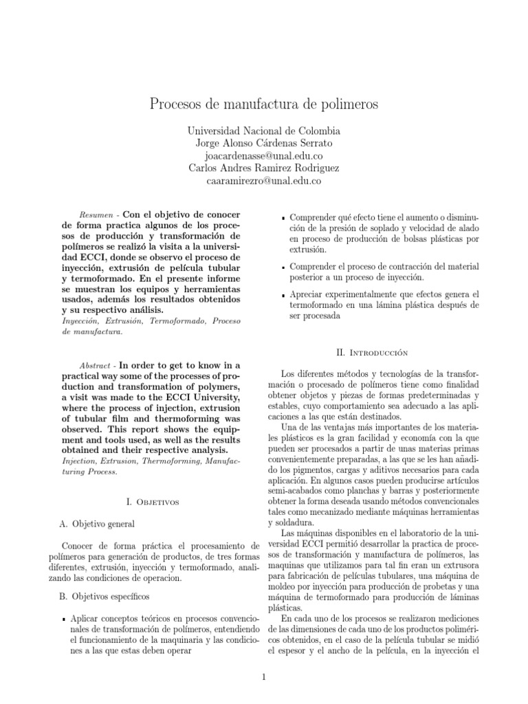 Informe Visita ECCI PDF | PDF | Extrusión | Producción y fabricación