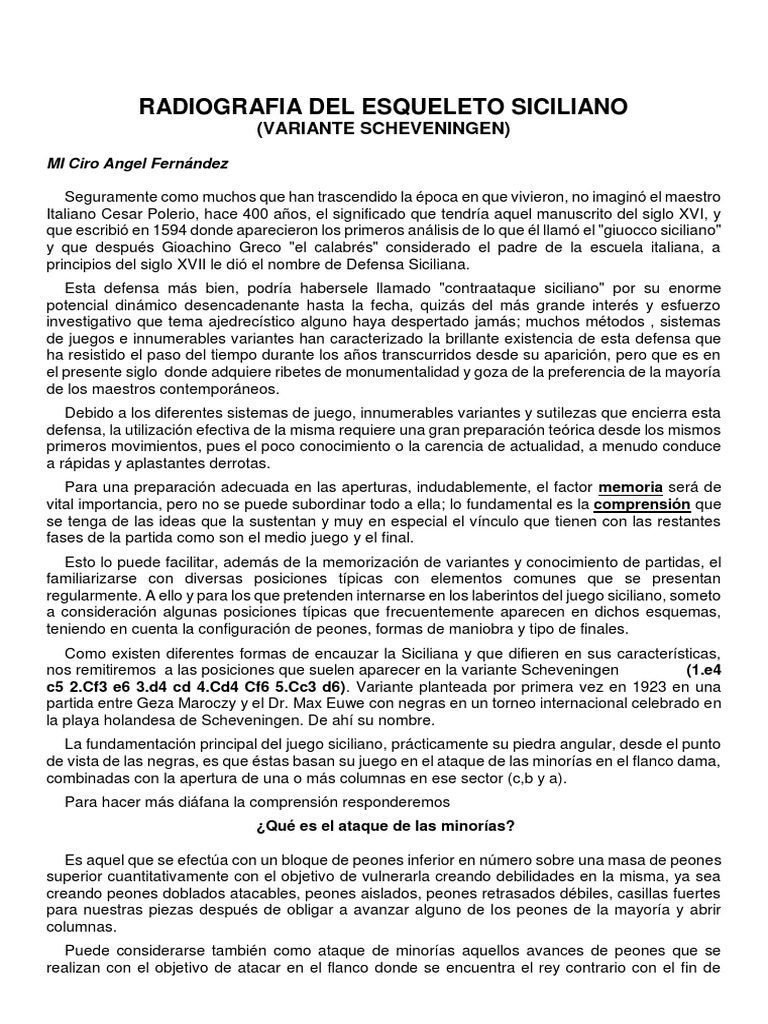 Radiografia Del Esqueleto Siciliano: (Variante Scheveningen) | PDF ...